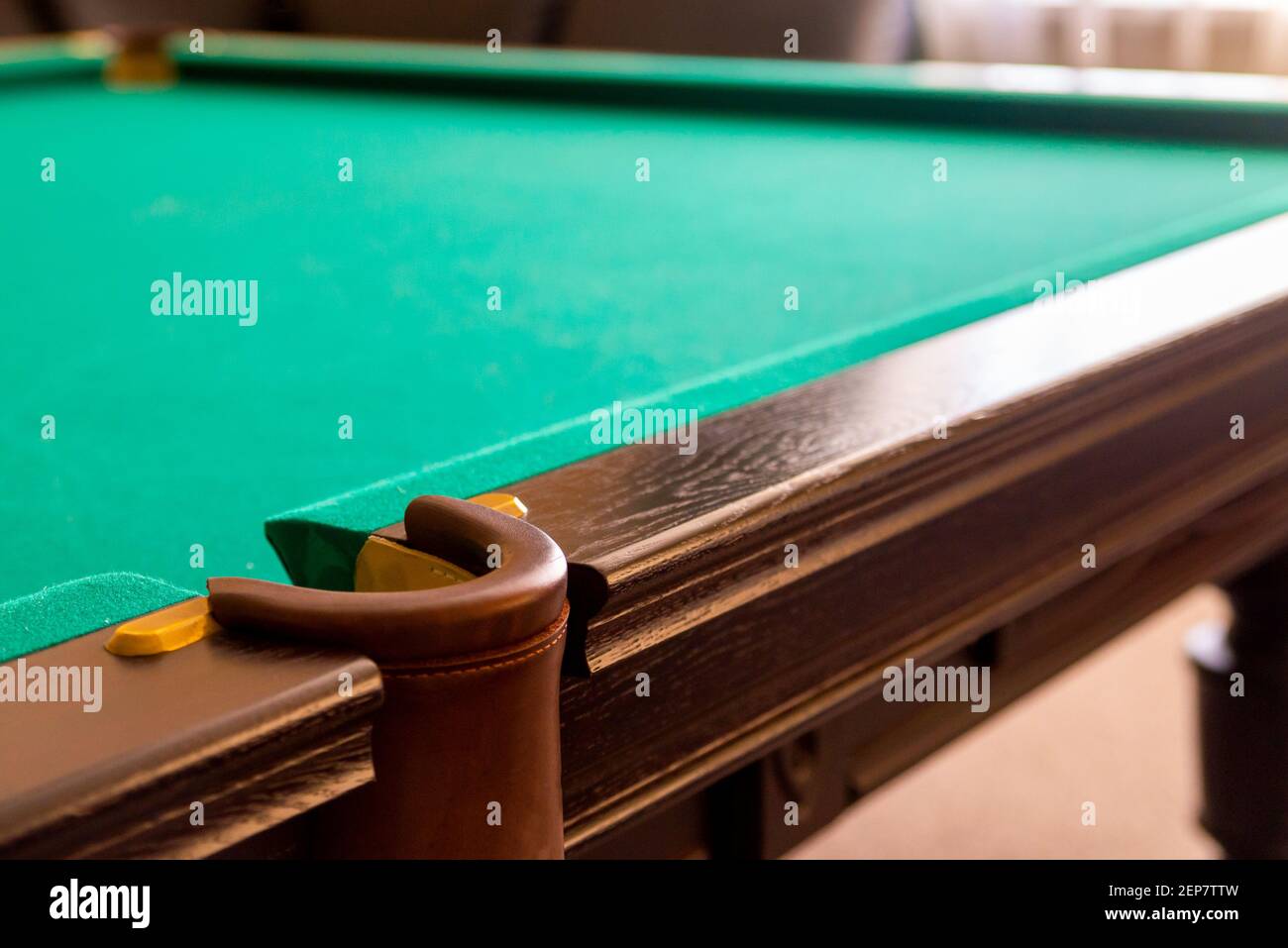 Pit of corner table snooker. Hole on billiard table Stock Photo - Alamy