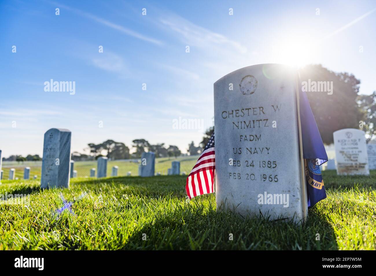 Headstones of U.S. Navy Fleet Admiral Chester William Nimitz, Sr. is ...