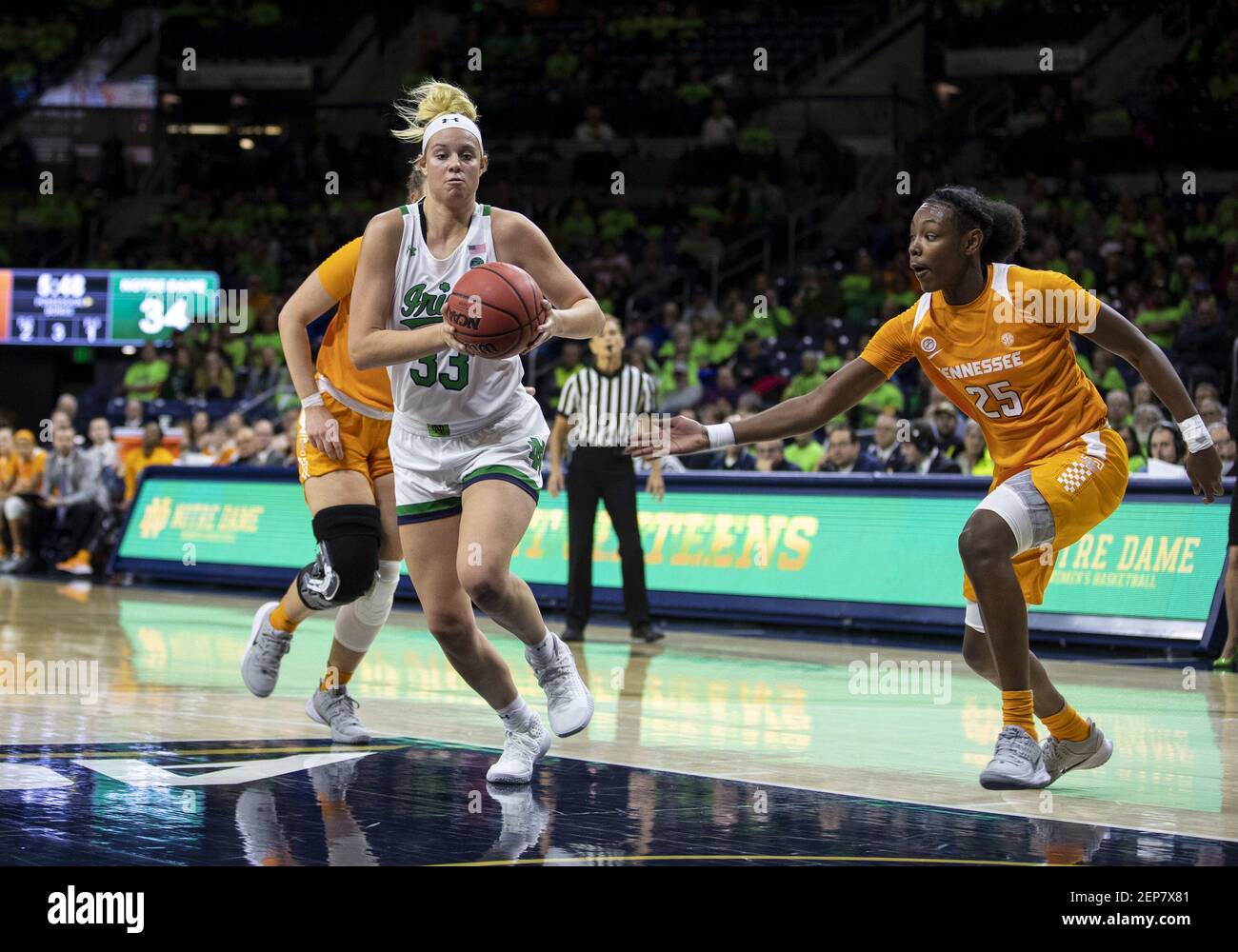 November 11, 2019: Notre Dame forward Sam Brunelle (33) drives to the ...