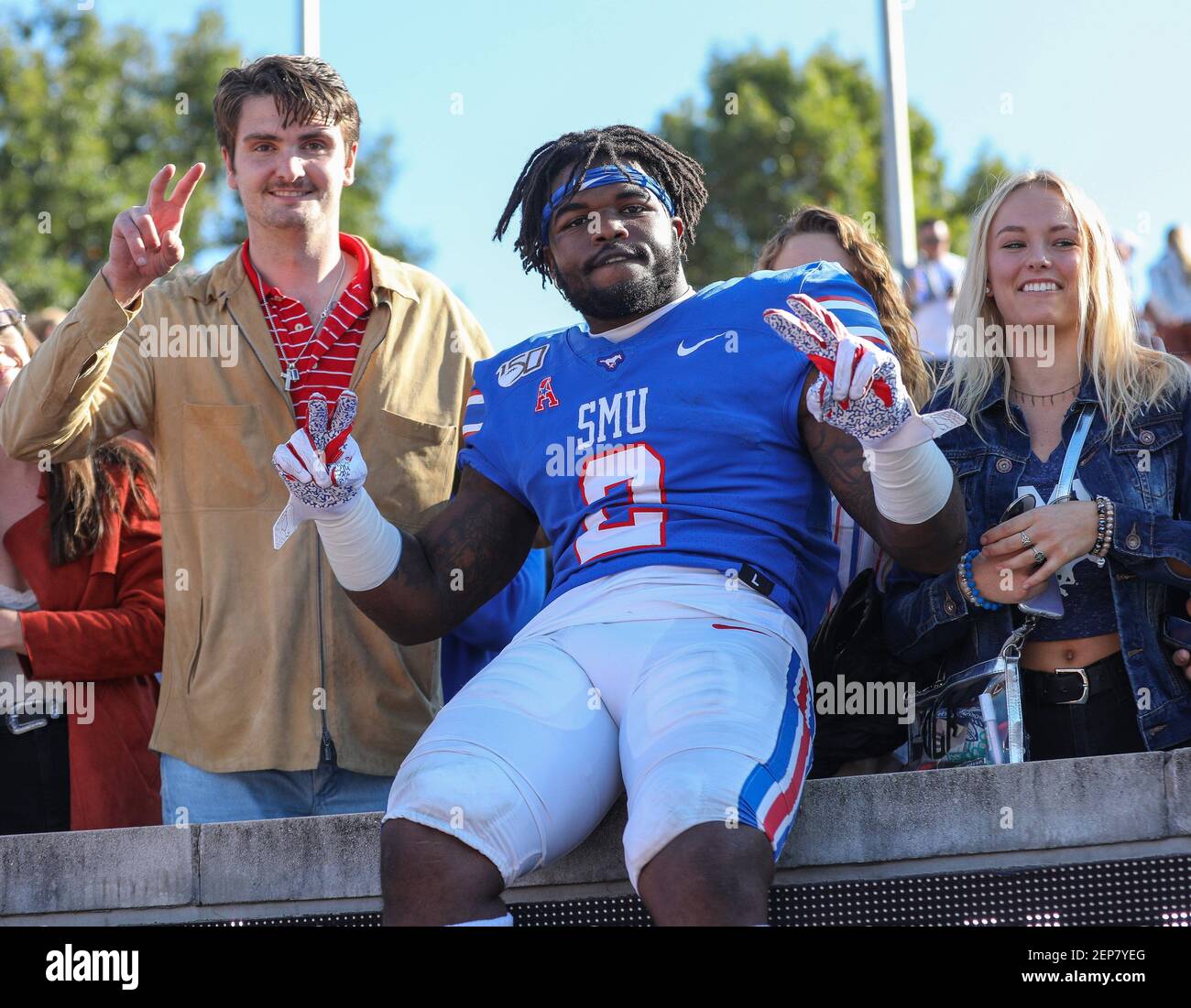 November 9, 2019: SMU RB Ke'Mon Freeman #2 celebrates the Mustang's ...
