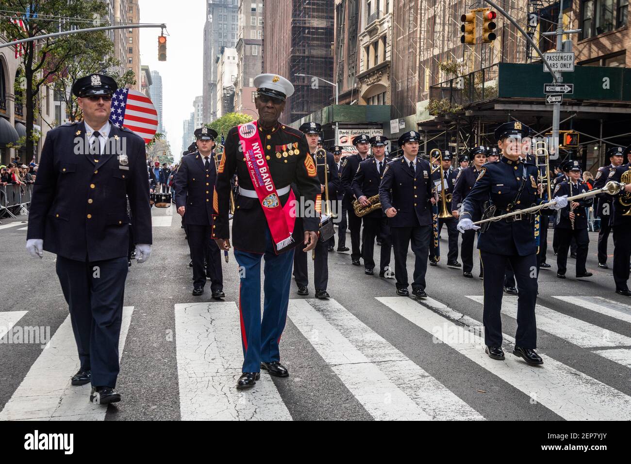 The NYPD Police Band participates in the 100th Veterans Day Parade in ...