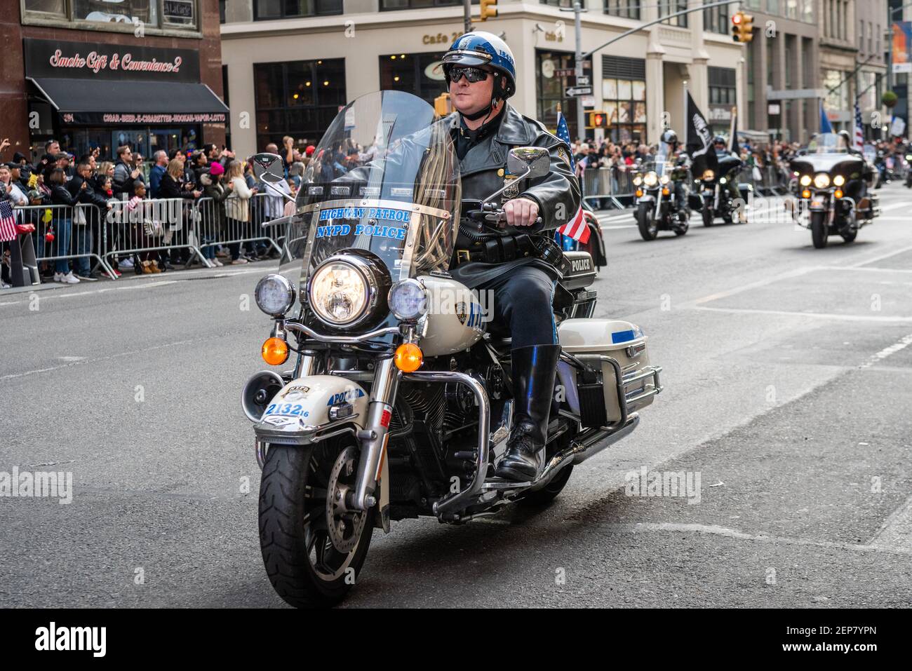 Officers of the NYPD Highway Patrol particpate in the 100th Veterans ...
