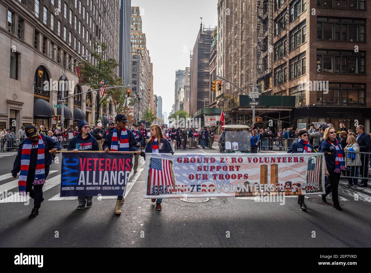 Ground Zero volunteers participate in the 100th Veterans Day Parade in ...