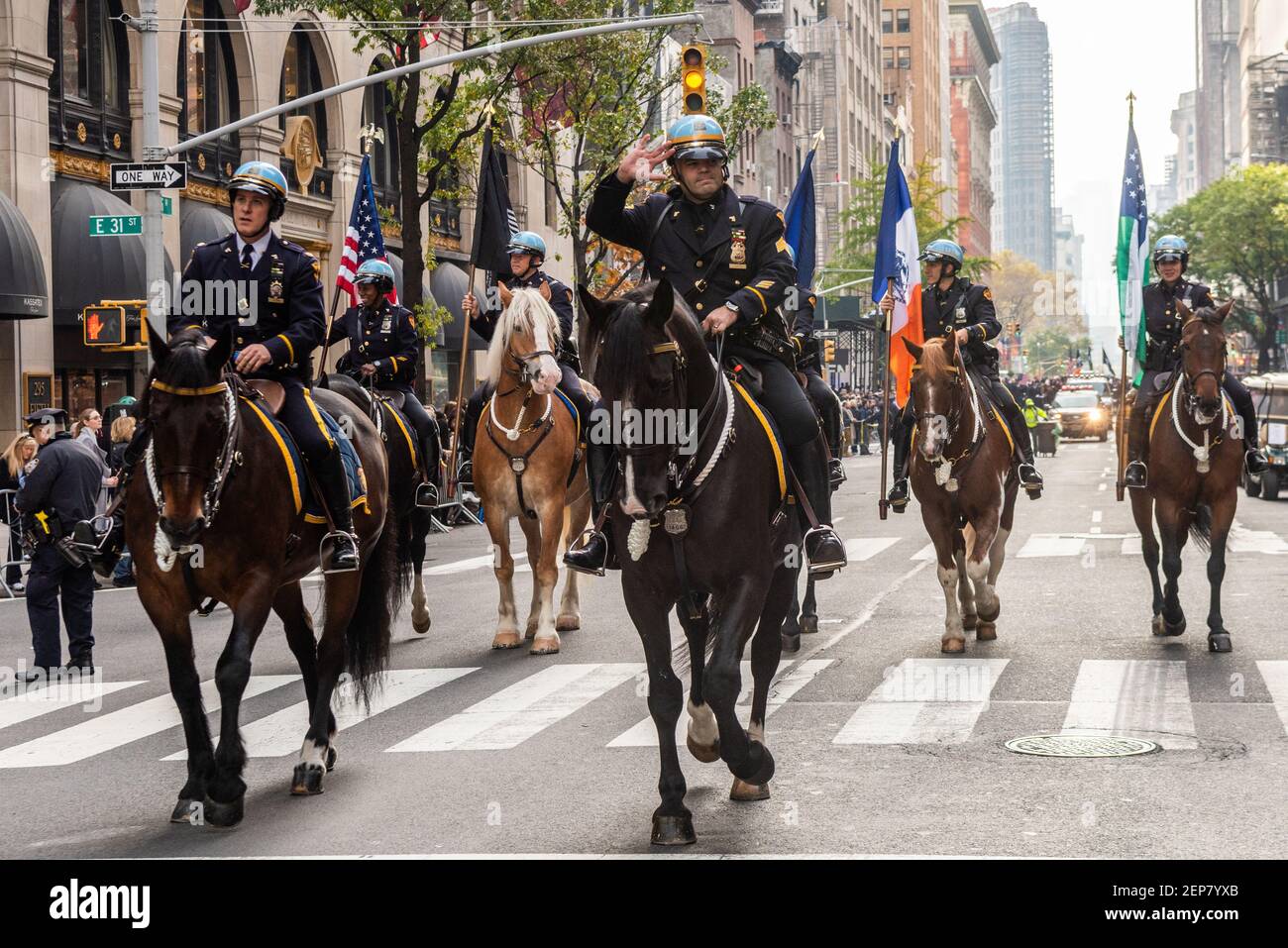 NYPD mounted police officers participate in the 100th Veterans Day ...
