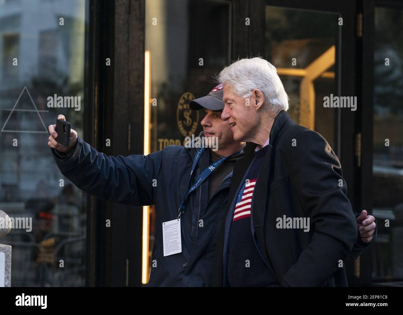 Former US President Bill Clinton arrives for breakfast at Blackbarn ...