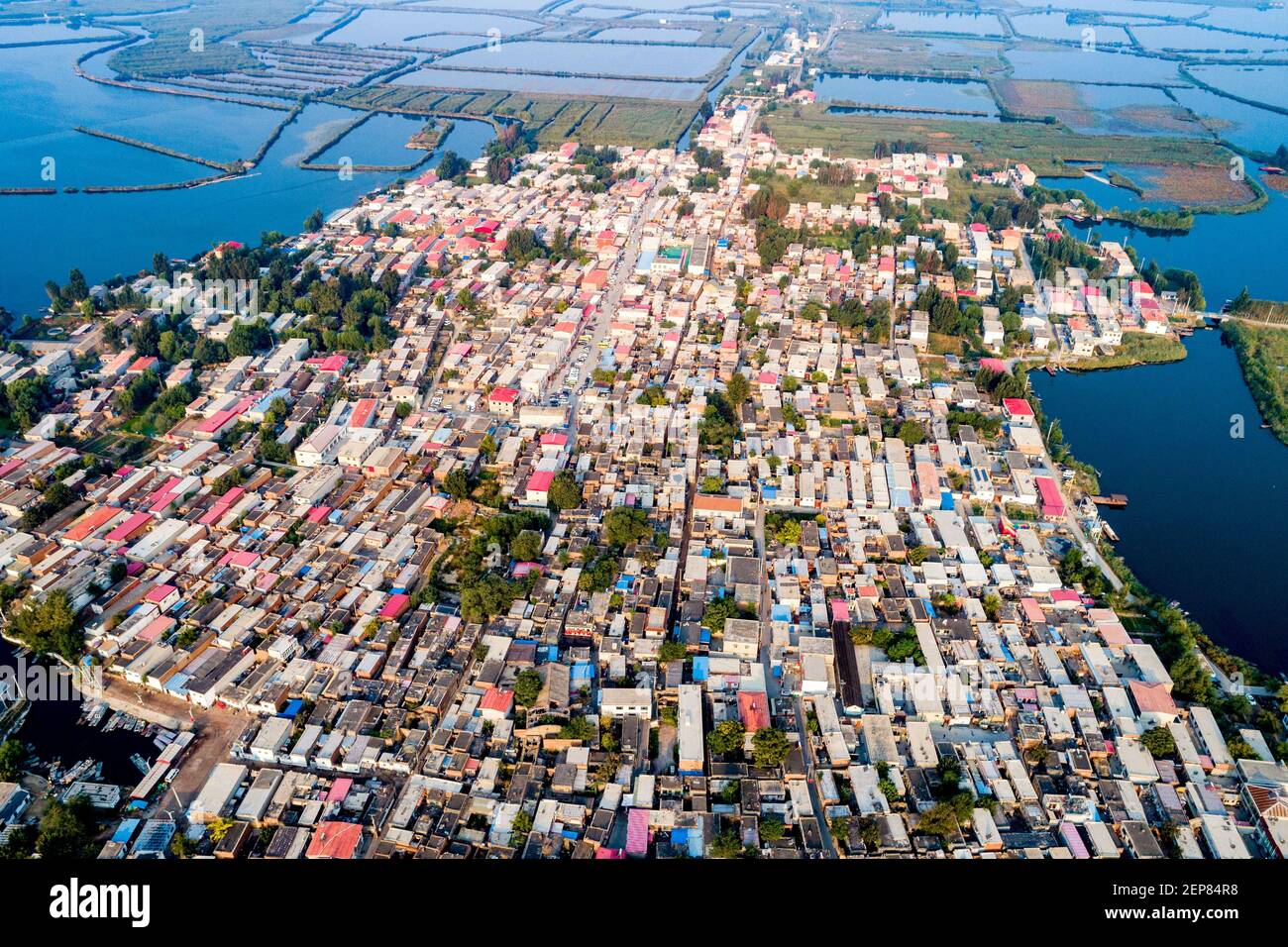 Hebei ,CHINA-Aerial photo taken on Oct. 3, 2019 shows Quantou village ...