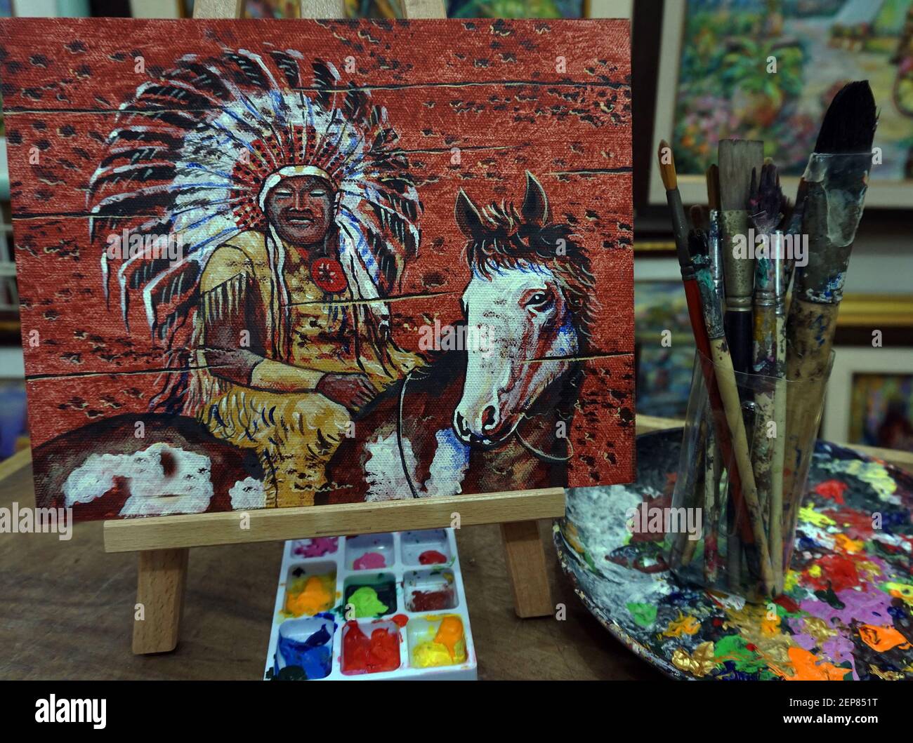 Native american oil painting hi-res stock photography and images - Alamy