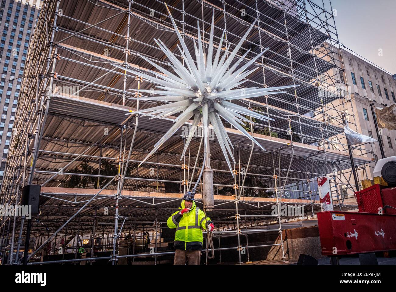 The Swarovski Star for the Rockefeller Christmas Tree is raised on the ...
