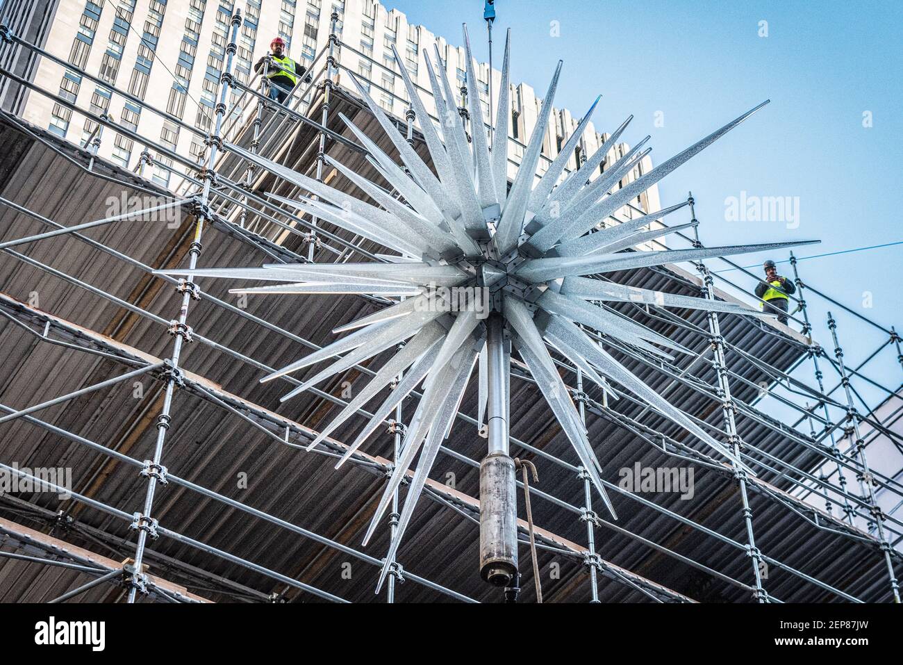 The Swarovski Star for the Rockefeller Christmas Tree is raised on the ...