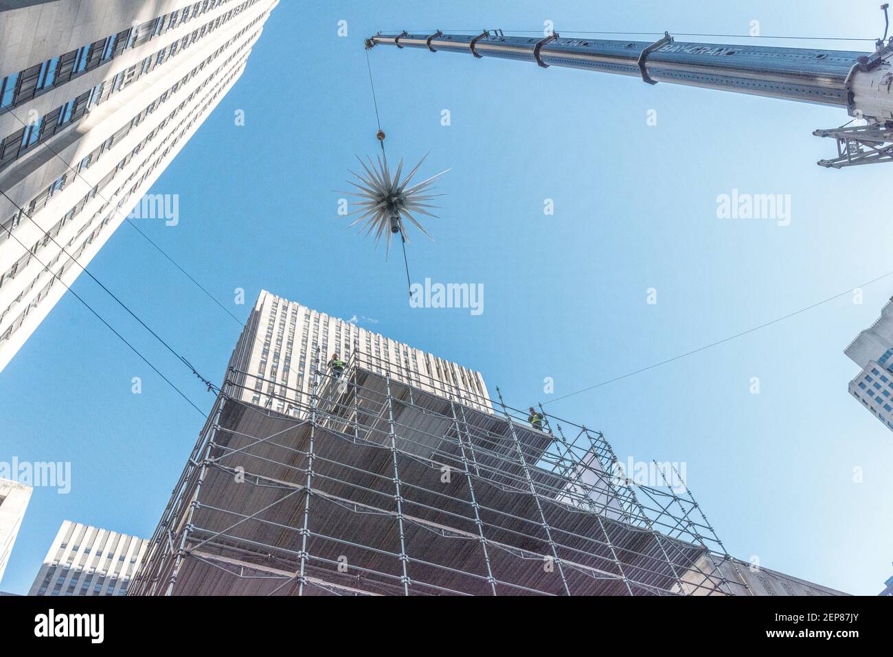 The Swarovski Star for the Rockefeller Christmas Tree is raised on the ...