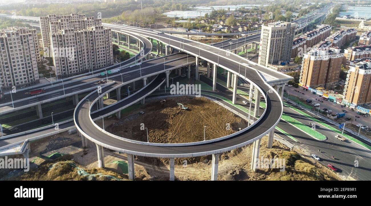 Jiangsu,CHINA-On November 14, 2019, the construction of viaduct surface ...