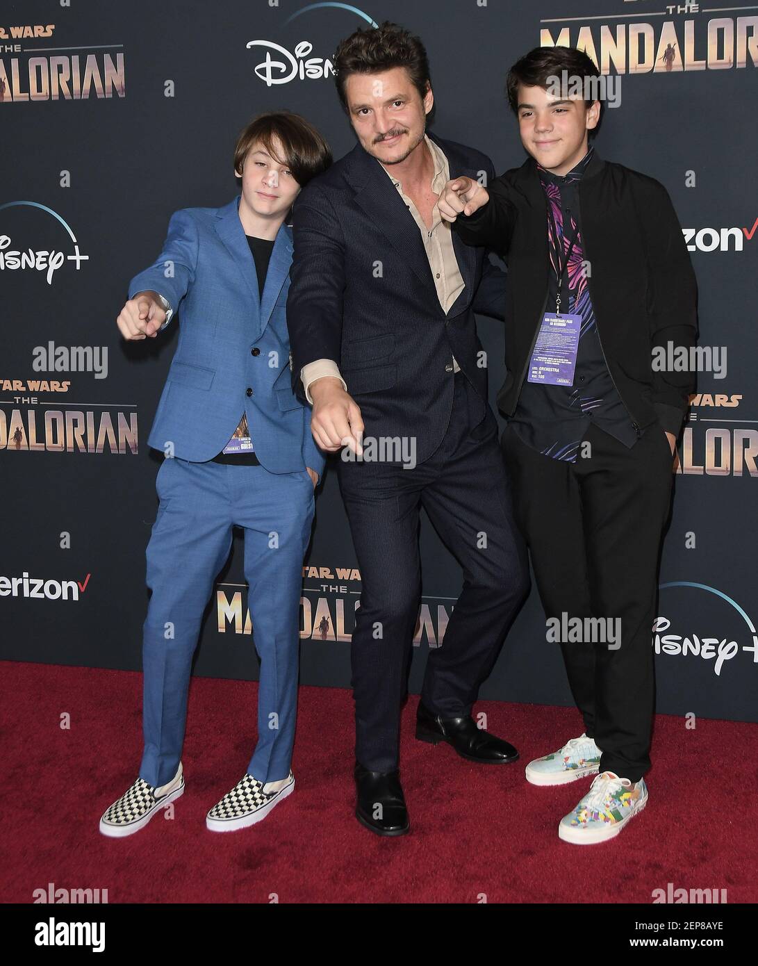 Pedro Pascal with his Nephews at the Disney+'s THE MANDALORIAN Premiere ...
