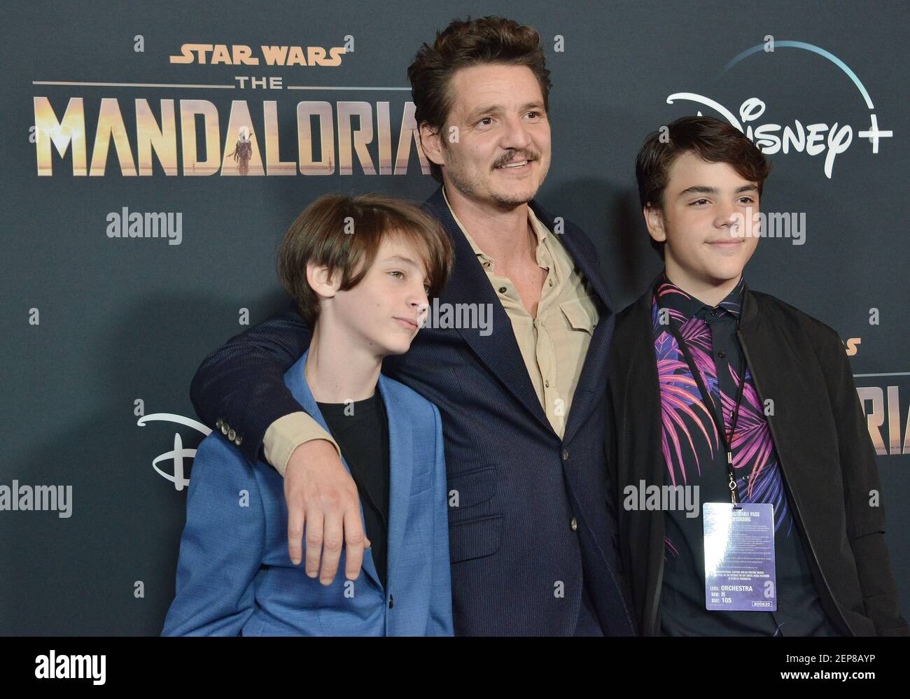 Pedro Pascal with his Nephews at the Disney+'s THE MANDALORIAN Premiere ...