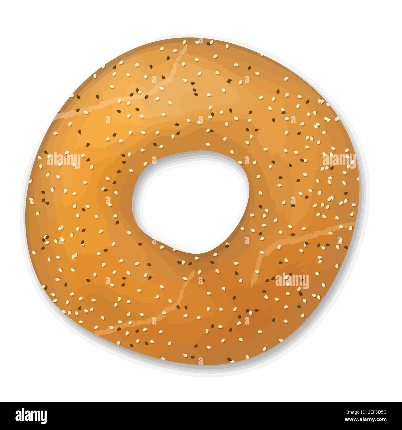 Delicious bagel with sesame on white background, vector illustration ...