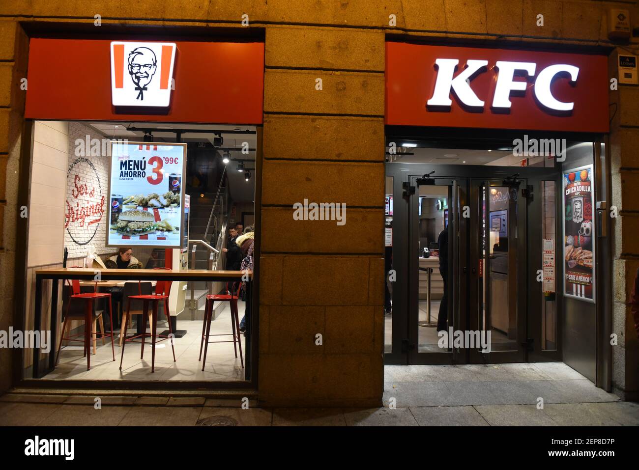 KFC Kentucky Fried Chicken restaurant seen in Madrid. (Photo by John ...