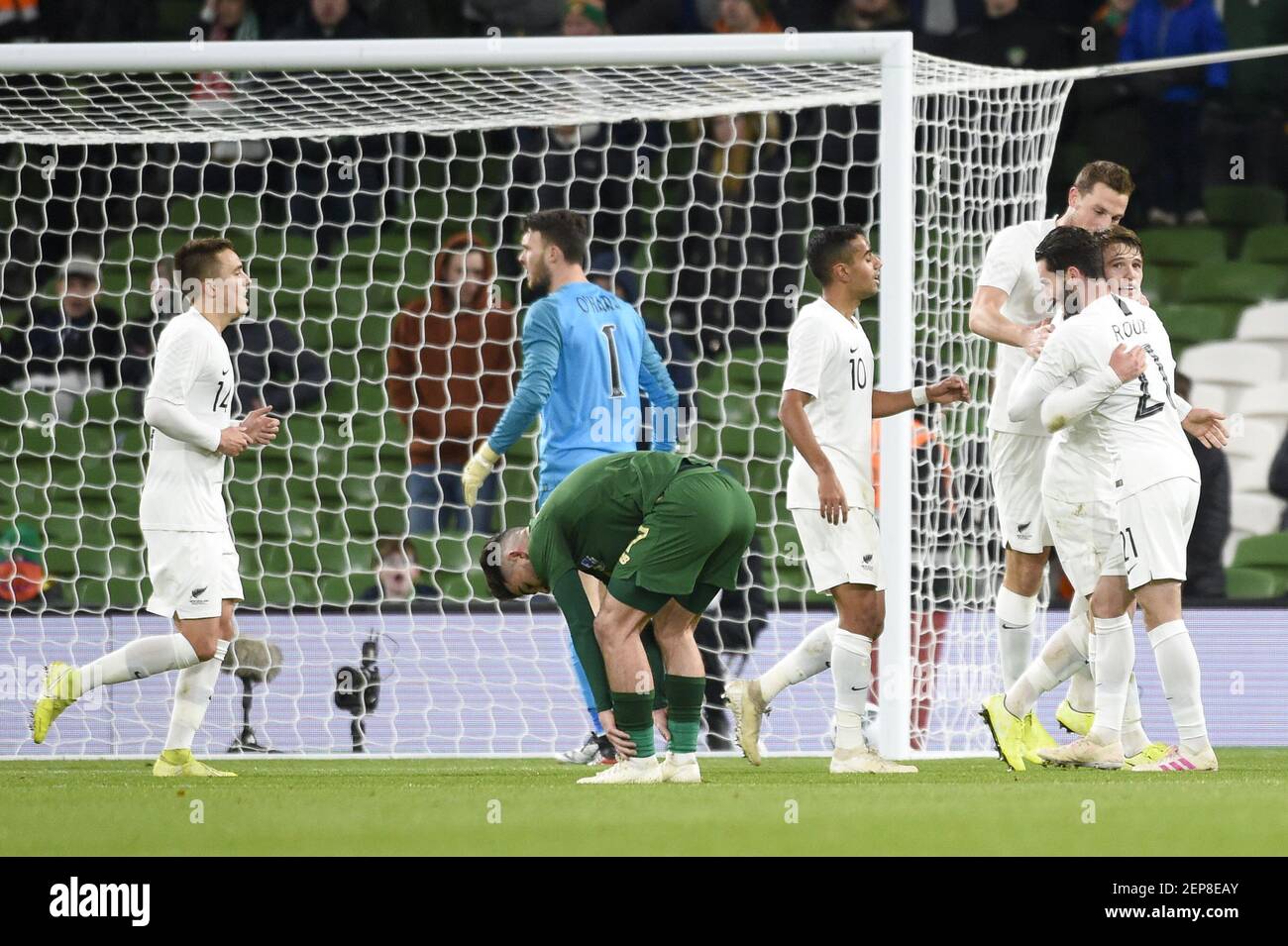 New Zealand players celebrates scoring during the International ...