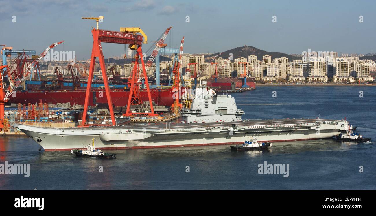 China's first domestically built aircraft carrier, the Type 001A ...