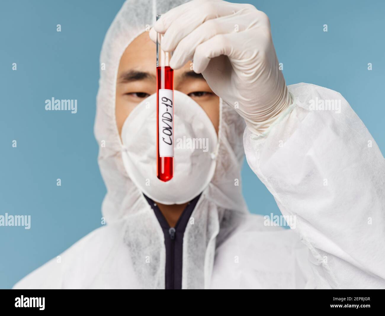 male laboratory assistant asian appearance blood test research ...