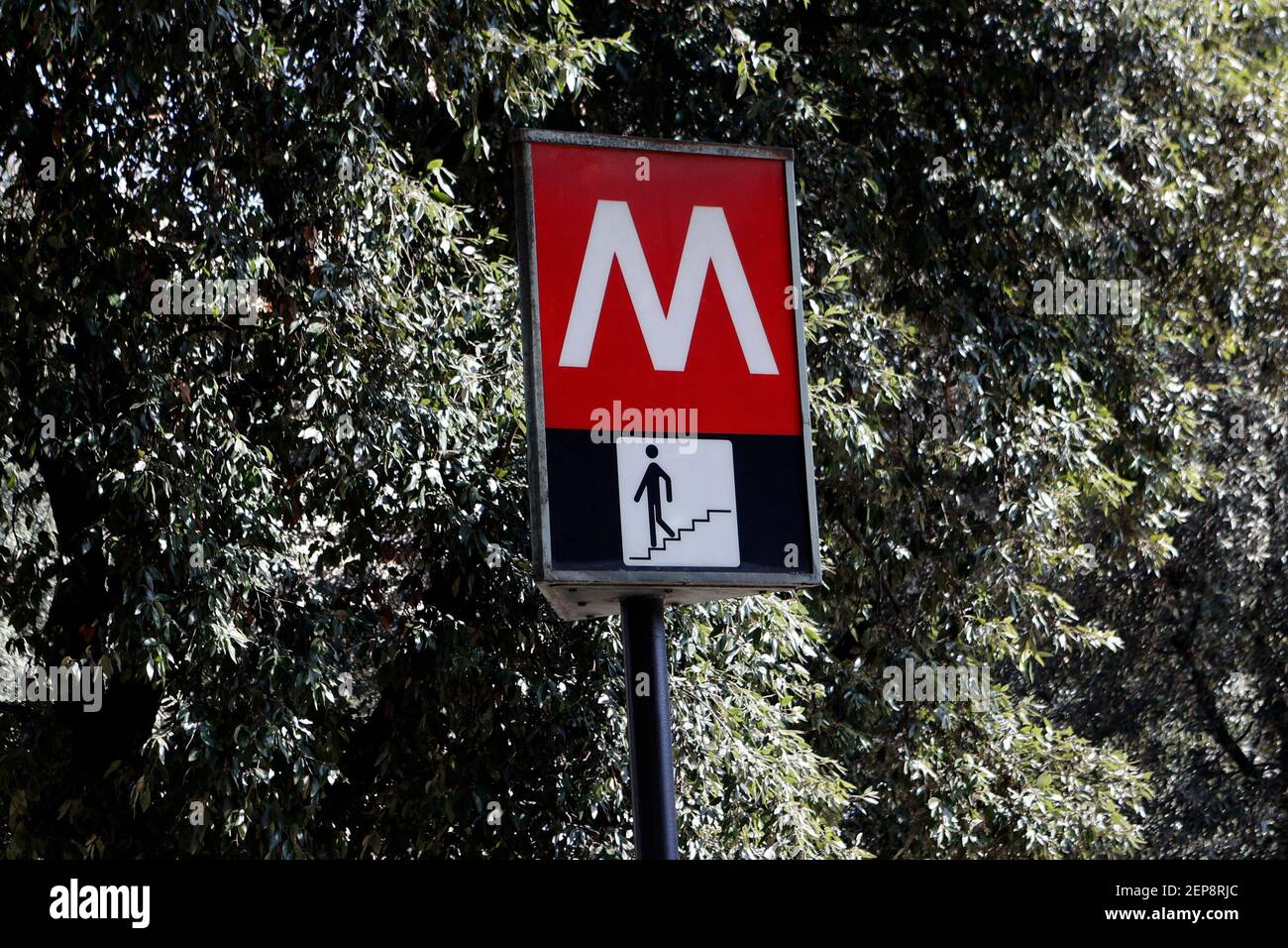 Metro sign outside of a station in the city Stock Photo - Alamy