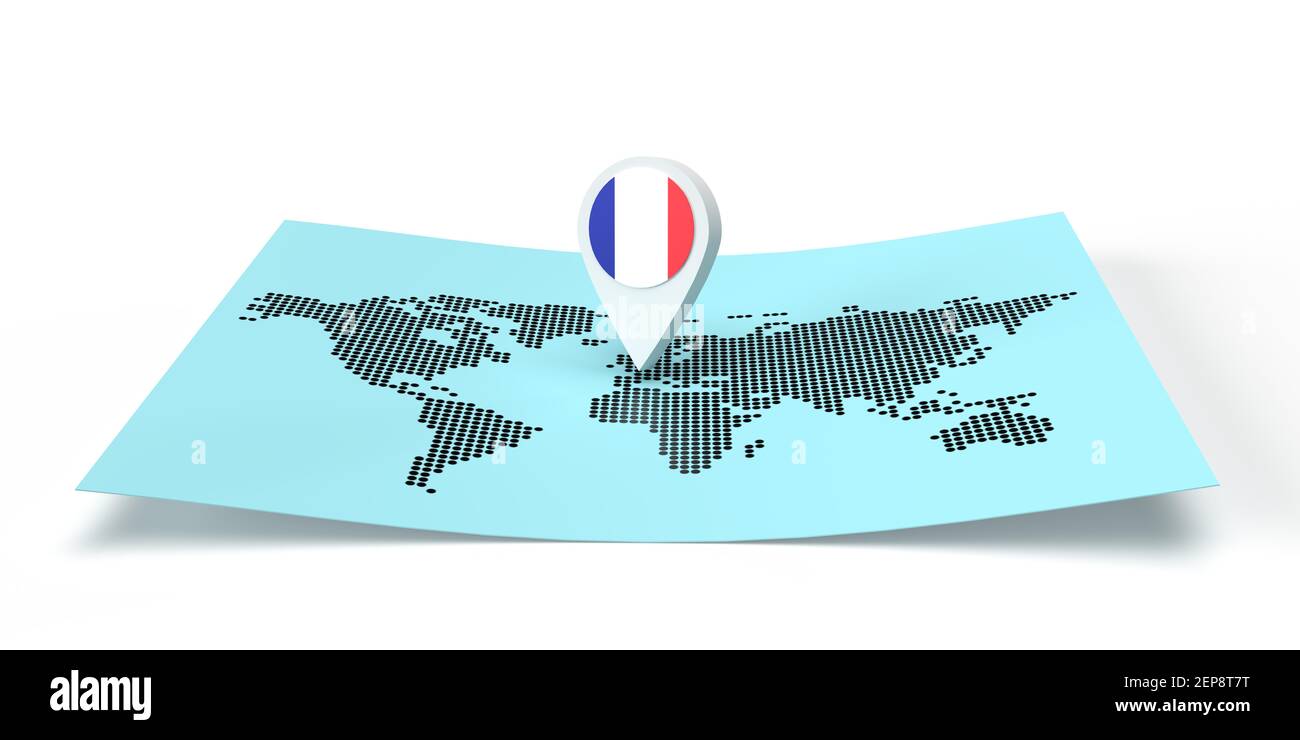 3D rendered country map locator pointing on a global destination on ...