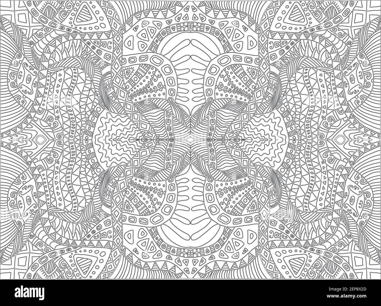 Psychedelic tribal surreal doodle coloring page. Hippie abstract ...