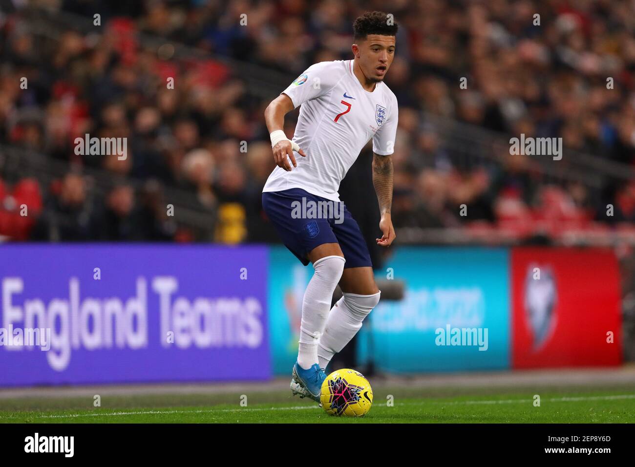 Jadon Sancho of England in action during the UEFA Euro 2020 qualifier ...