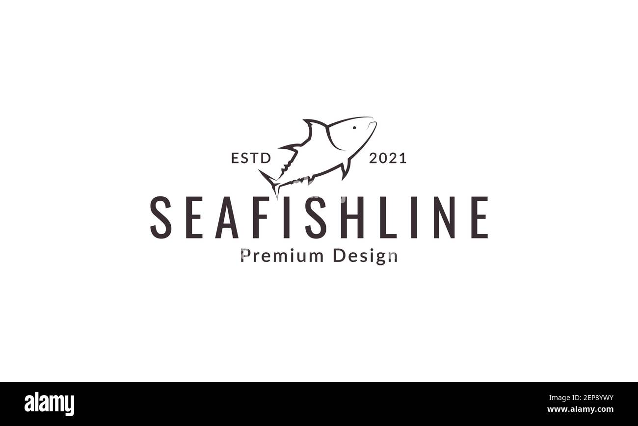 modern line shape fish sea tuna logo design vector icon symbol ...
