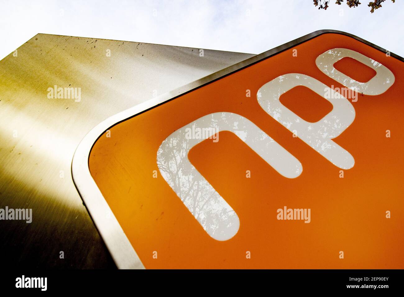 HILVERSUM, Mediapark, 17-11-2019, Logo and exterior of the NPO. The ...