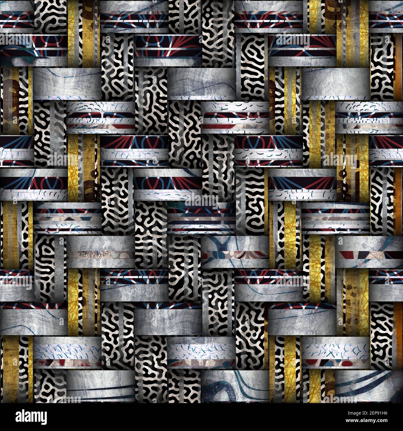 Seamless weave strip colorful ribbon pattern print Stock Photo - Alamy