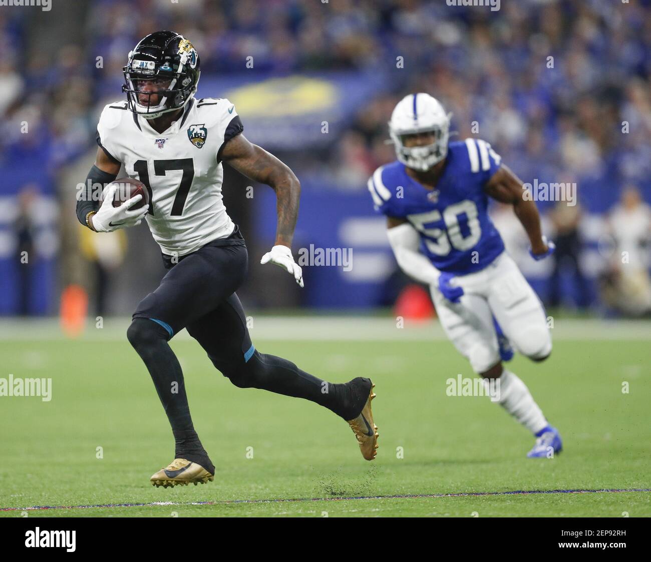 Jacksonville Jaguars wide receiver DJ Chark Jr. (Photo by 17) heads for ...