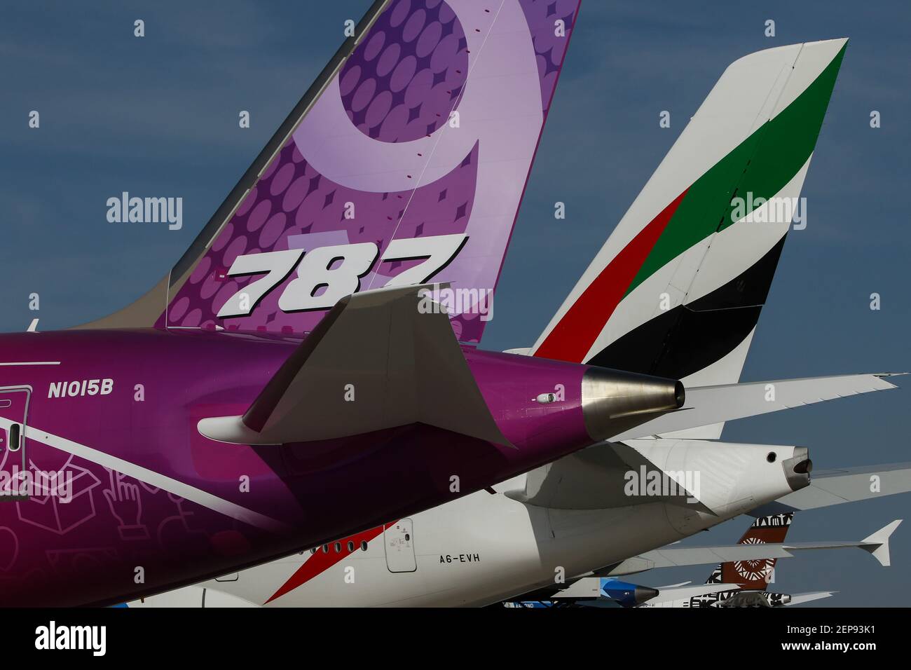Boeing 787-9 aircraft on a static during the opening day of Dubai ...