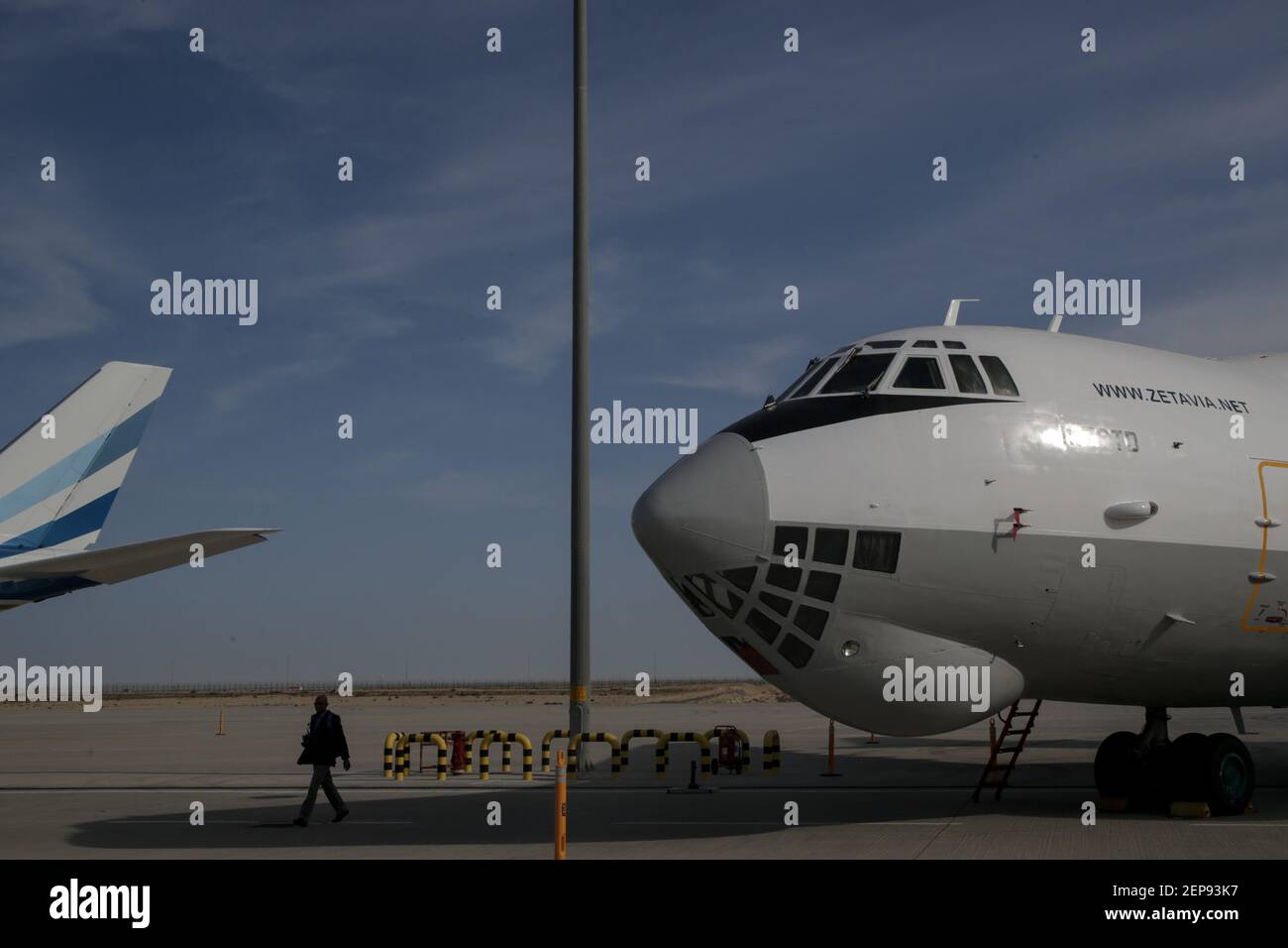 Ilyushin Il-76TD aircraft of Zeta Avia on a static display during the ...