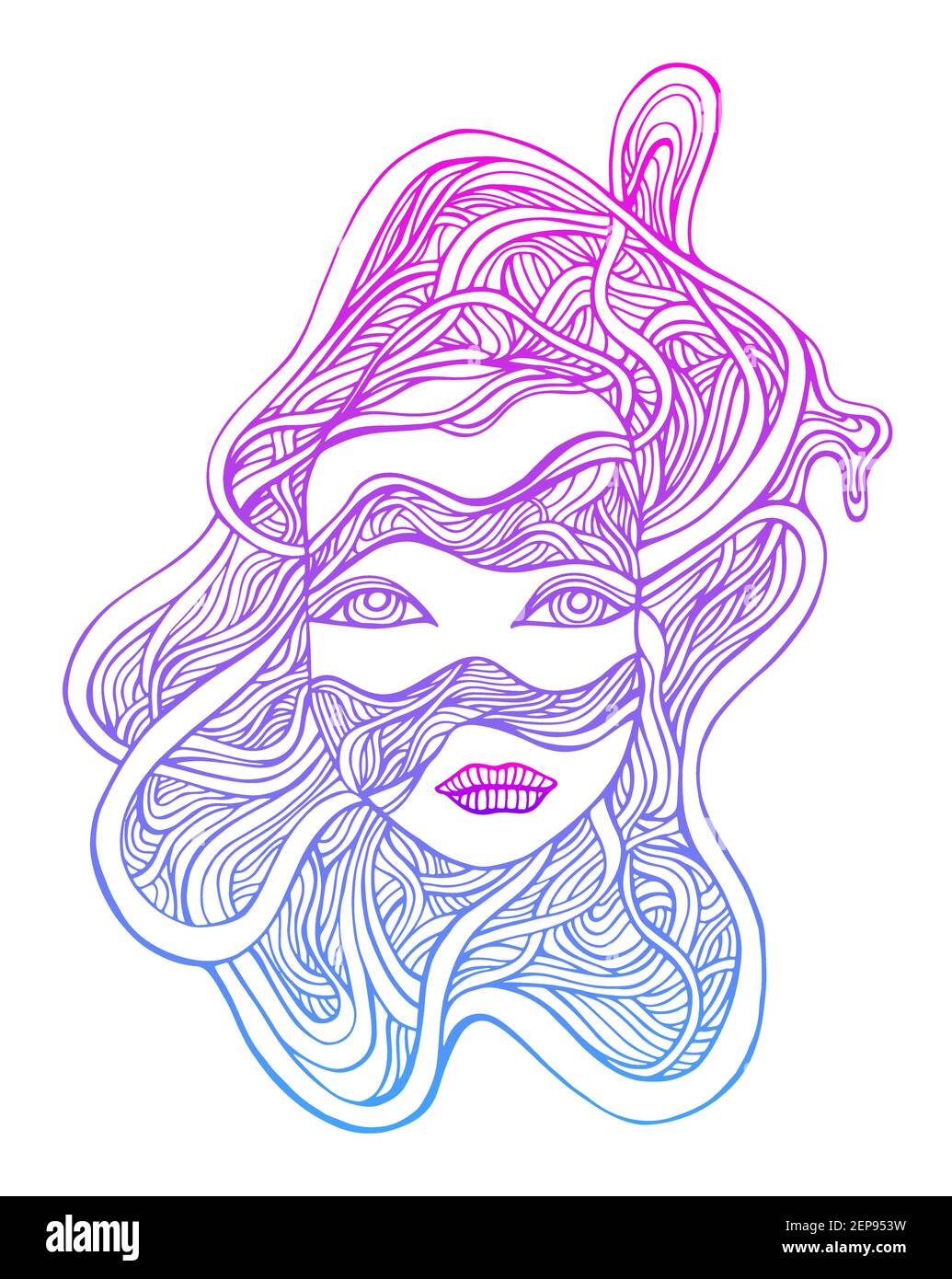 Colorful cyborg girl face in wires, fantastic cyberbank style, bright ...