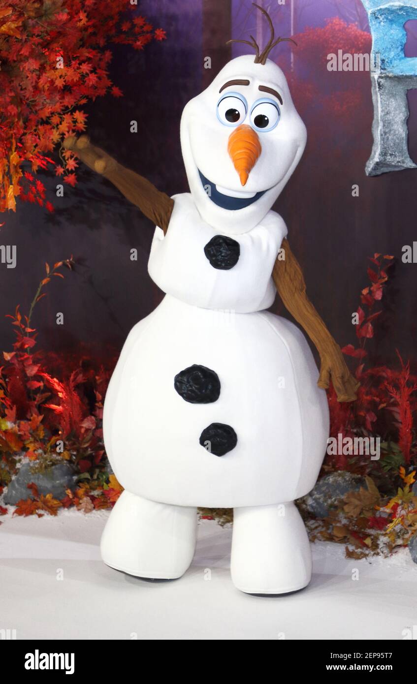 Olaf, a character from the film at the European Premiere of Frozen 2 ...