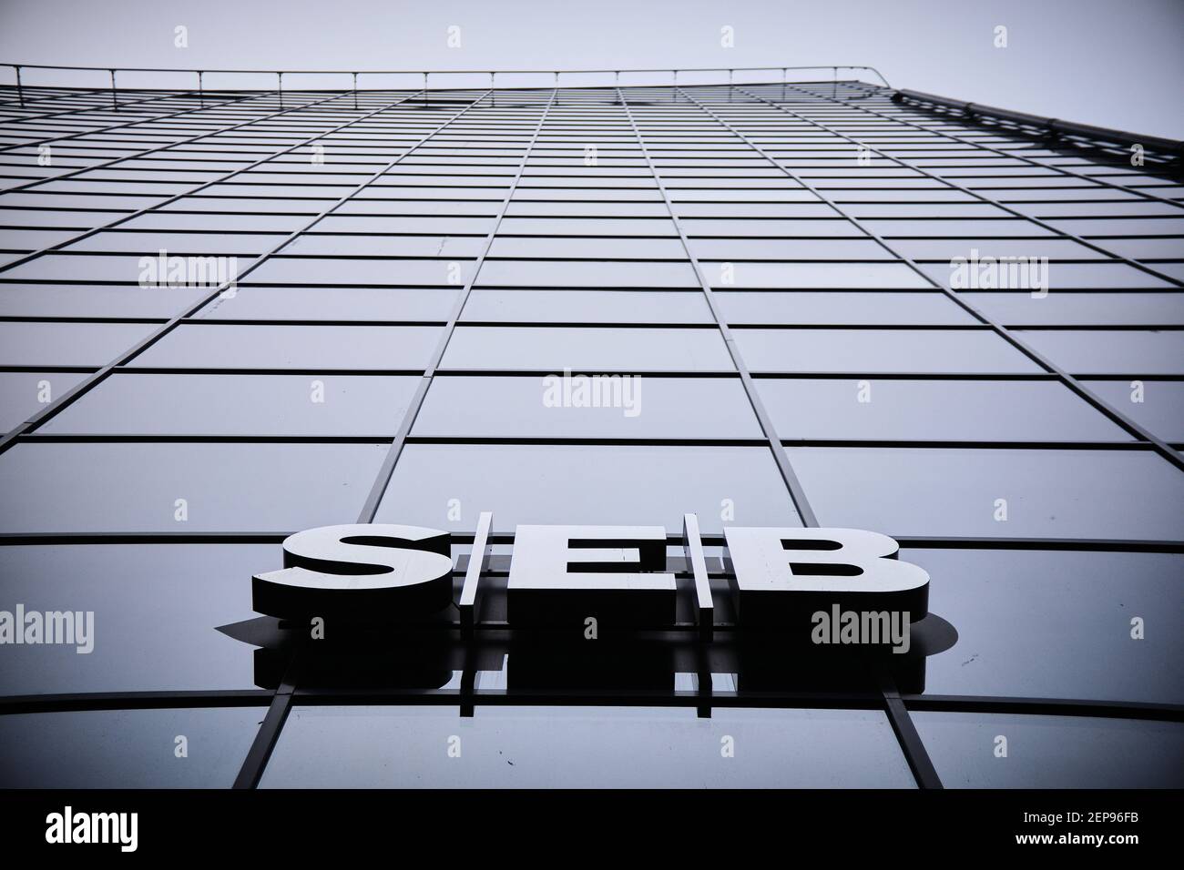 Swedish bank SEB logo seen on SEB Estonia headquarters building in ...