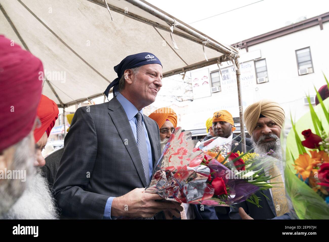 Mayor Bill de Blasio arrives for 550th Birthday of Guru Nanak Dev Ji ...