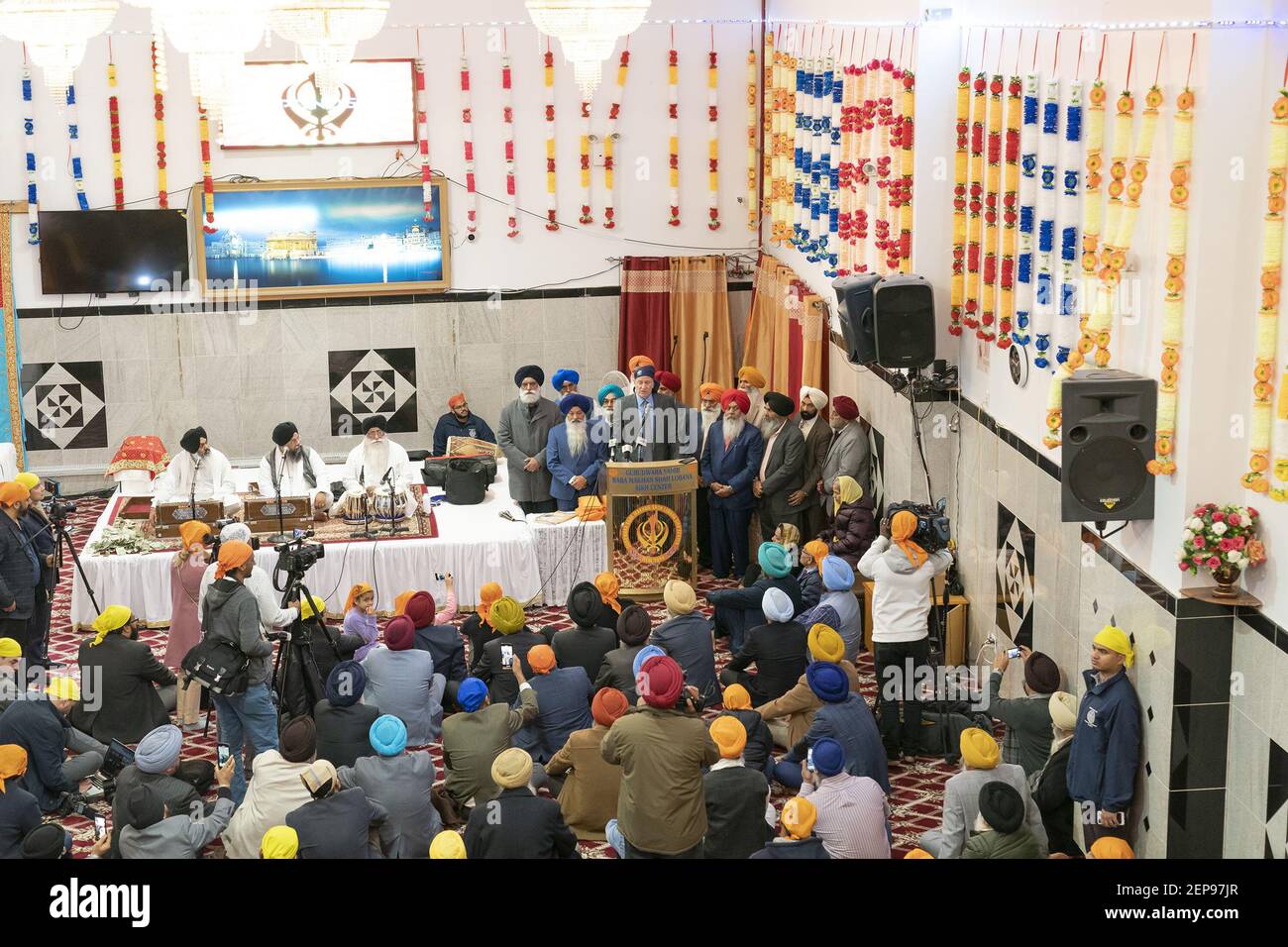Mayor Bill de Blasio speaks during 550th Birthday of Guru Nanak Dev Ji ...