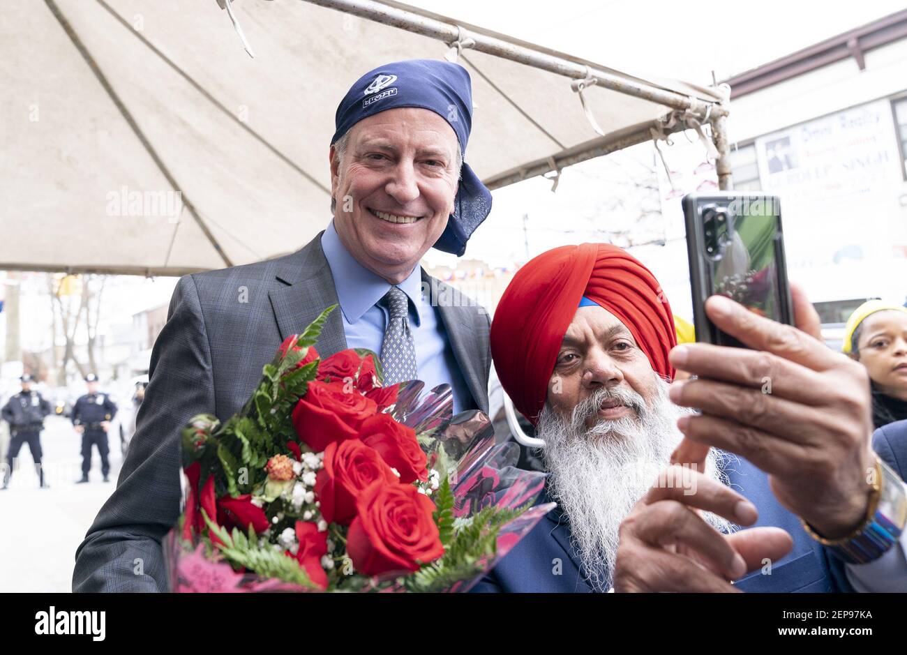 Mayor Bill de Blasio arrives for 550th Birthday of Guru Nanak Dev Ji ...