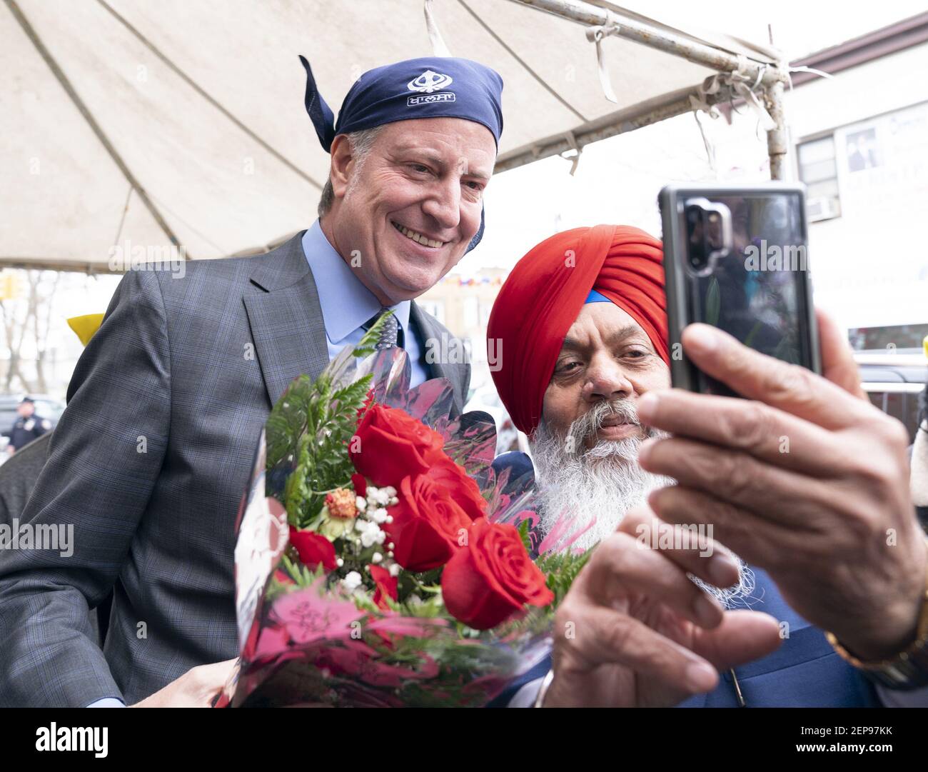 Mayor Bill de Blasio arrives for 550th Birthday of Guru Nanak Dev Ji ...