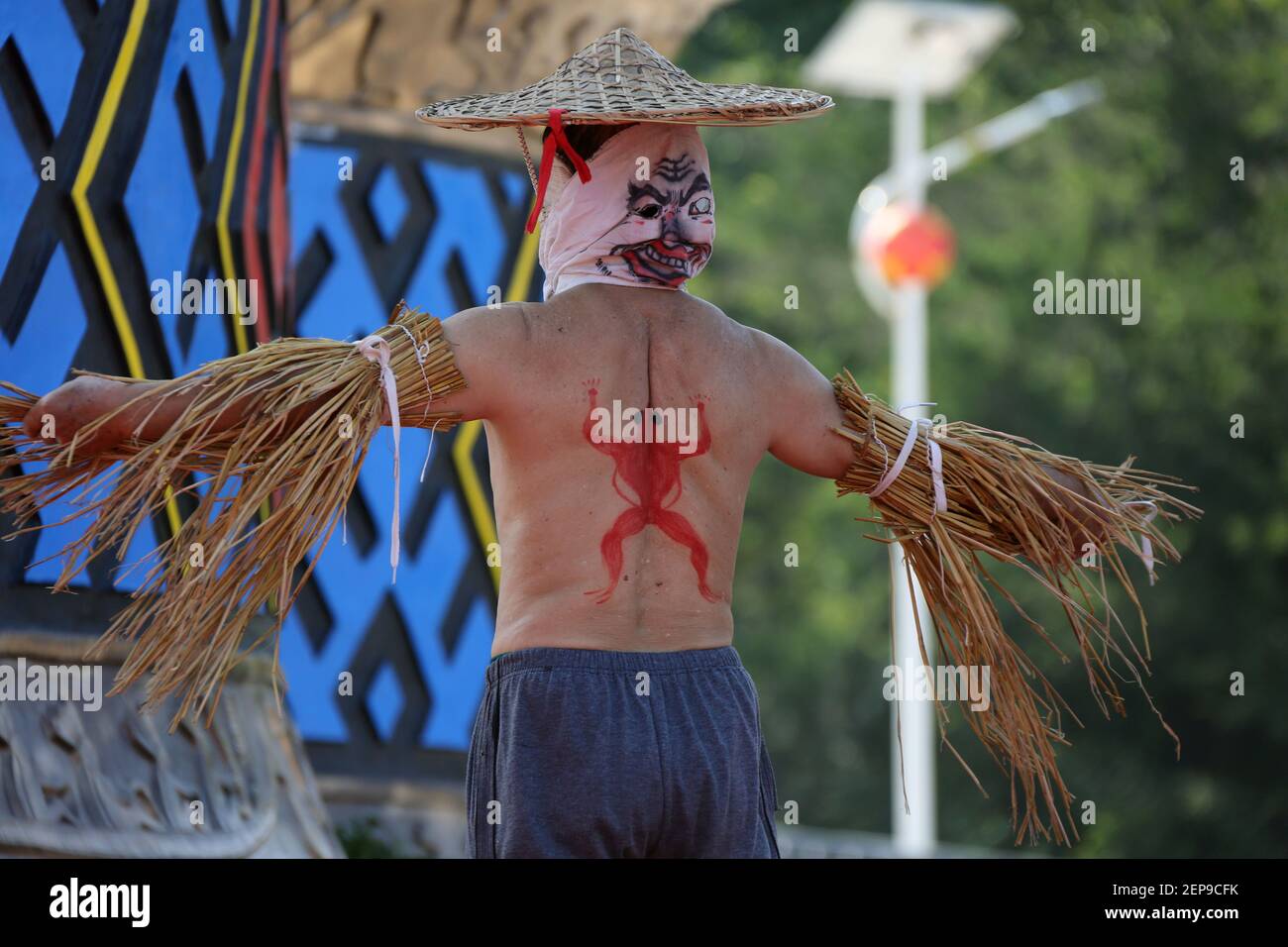 The Zhuang people are dancing traditional dwarf dance to celebrate the ...
