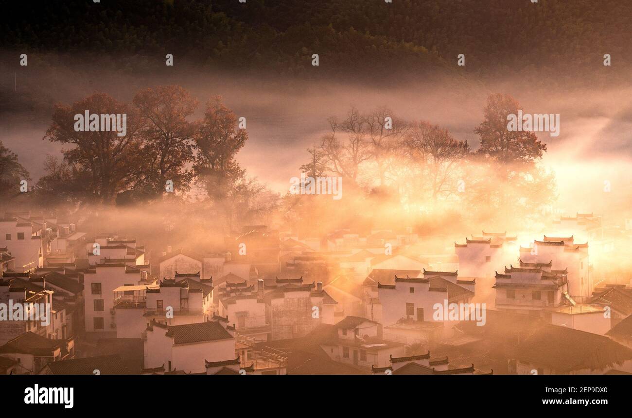 A view of traditional village fraught of Hui-style buildings in the ...