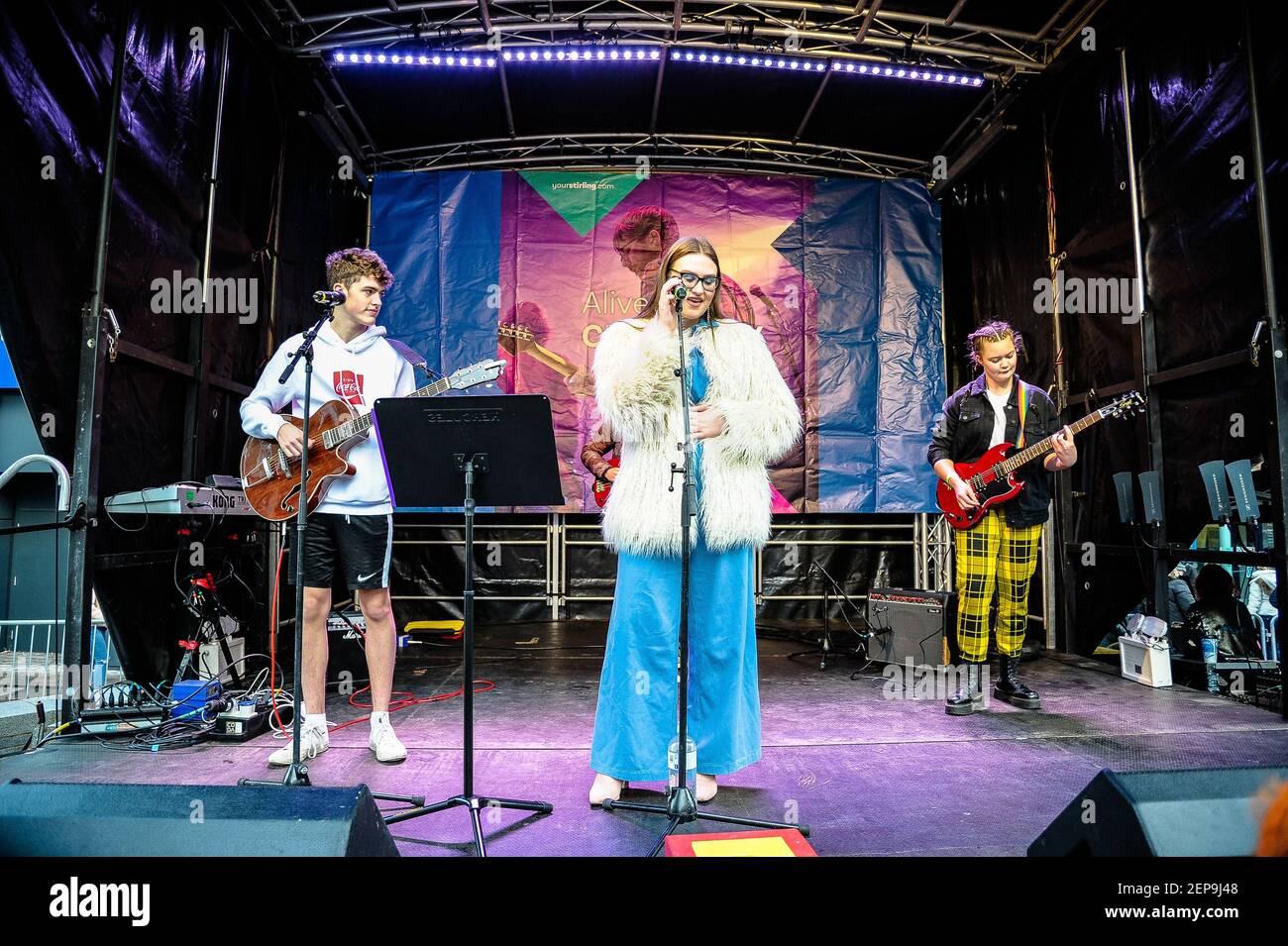 Singer of indie band, Devon Rex performing on stage prior to the switch ...