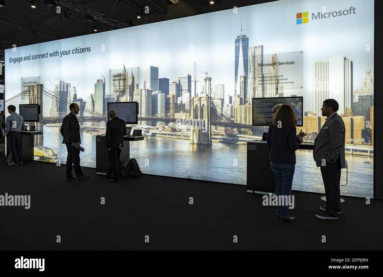 The Microsoft stand during the Fair. First day of the Smart City Expo ...
