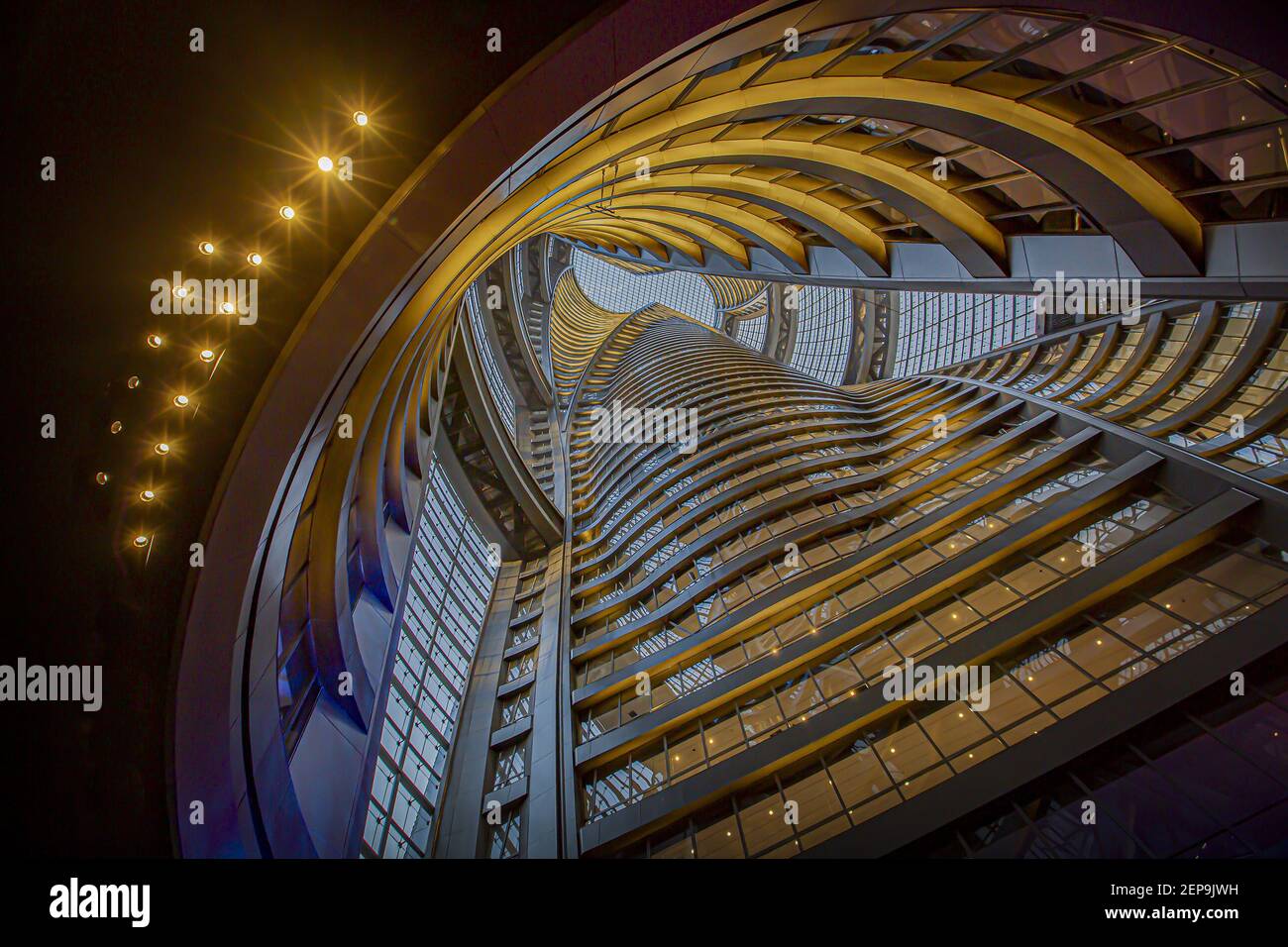 An inside view of Leeza SOHO with its tallest atrium in the world, in ...