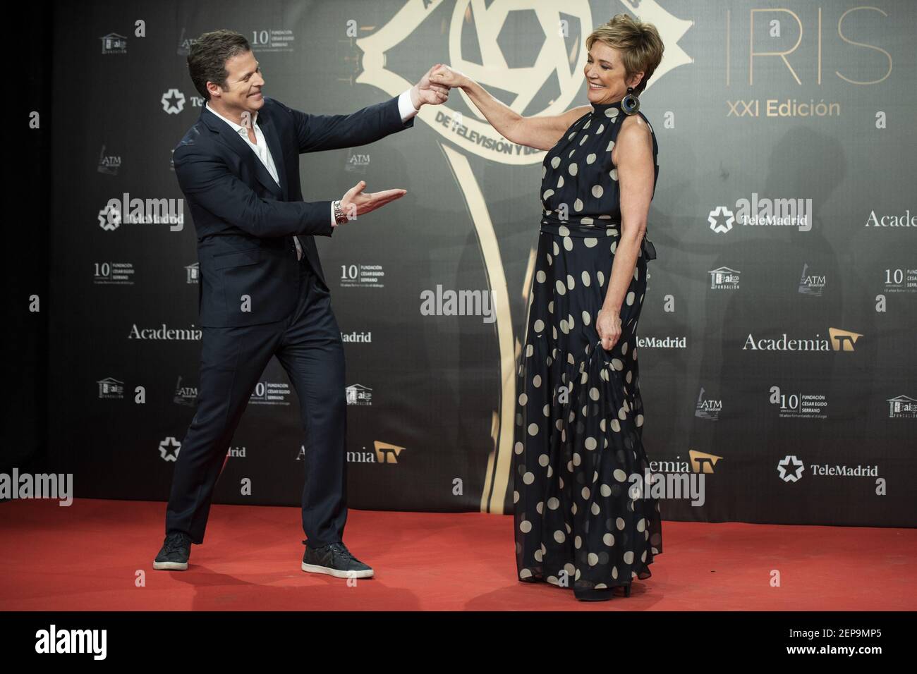 Jota Abril and Ines Ballester attend "Iris Academia de Television ...