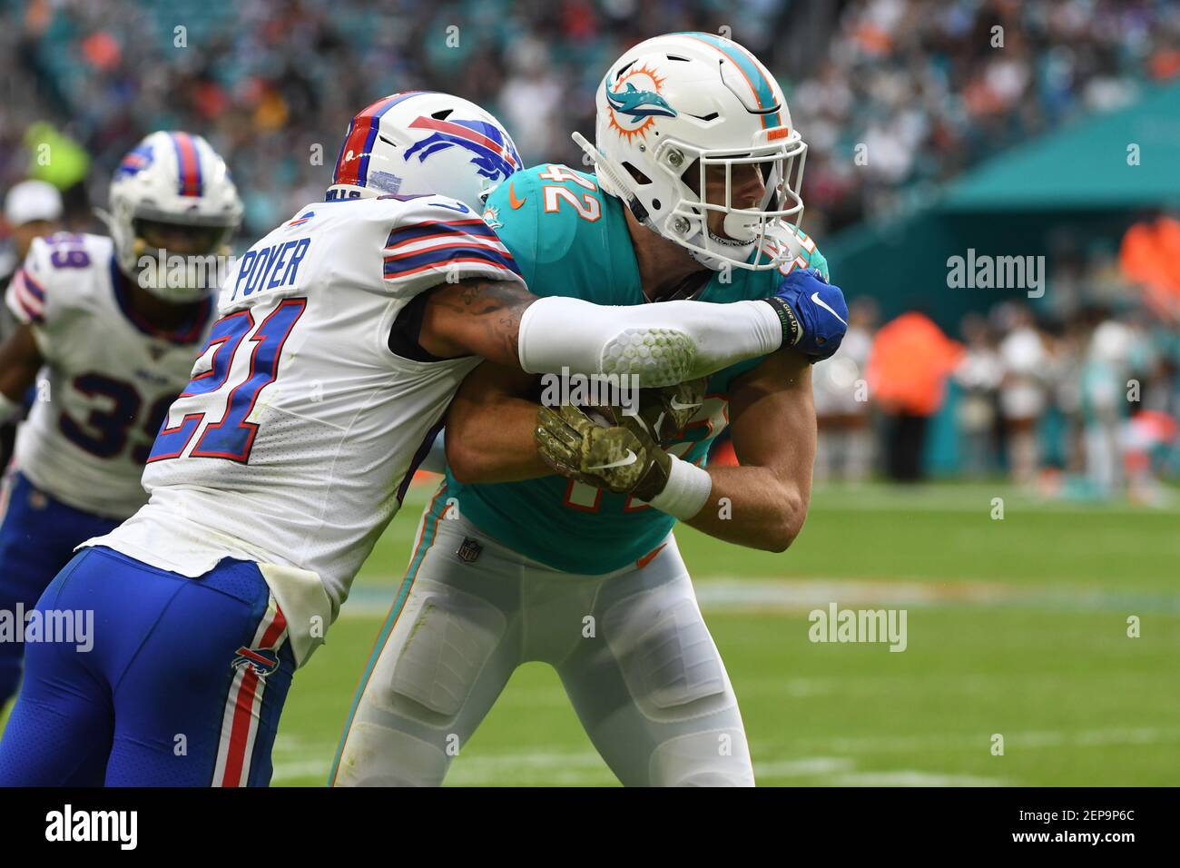 November 17, 2019: Jordan Poyer #21 of Buffalo tackles Patrick Laird ...