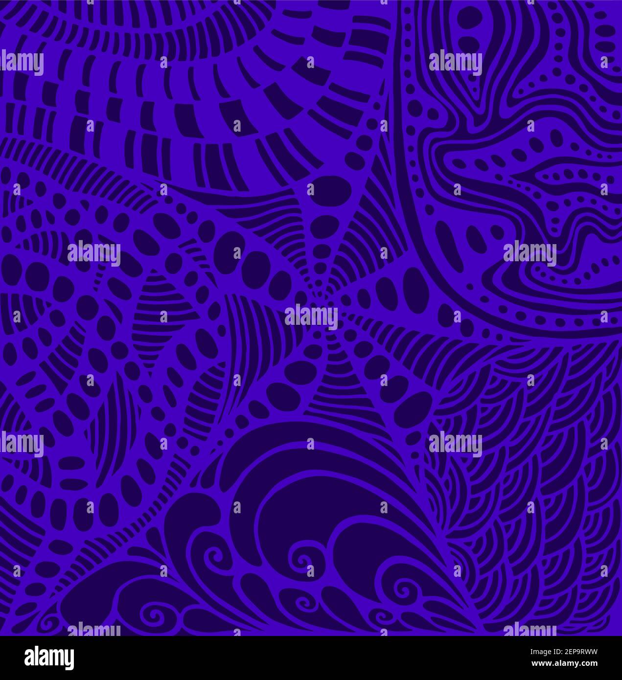 Monochrome pattern doodle style abstract ornament, violet outline ...