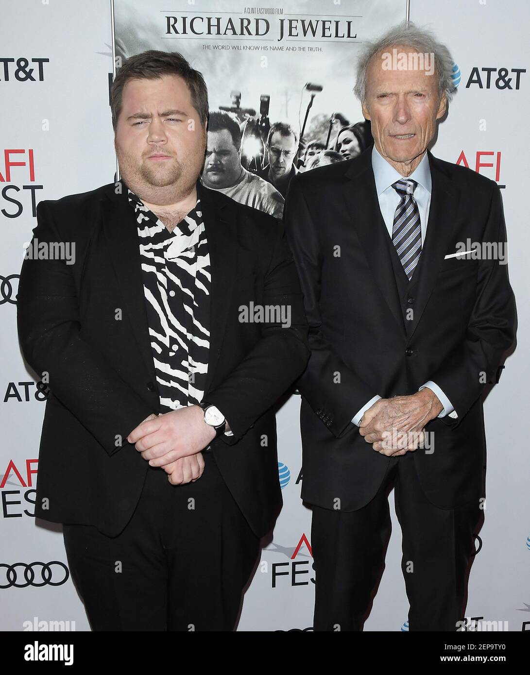 (:L-R) Paul Walter Hauser and Clint Eastwood at the AFI FEST 2019 ...