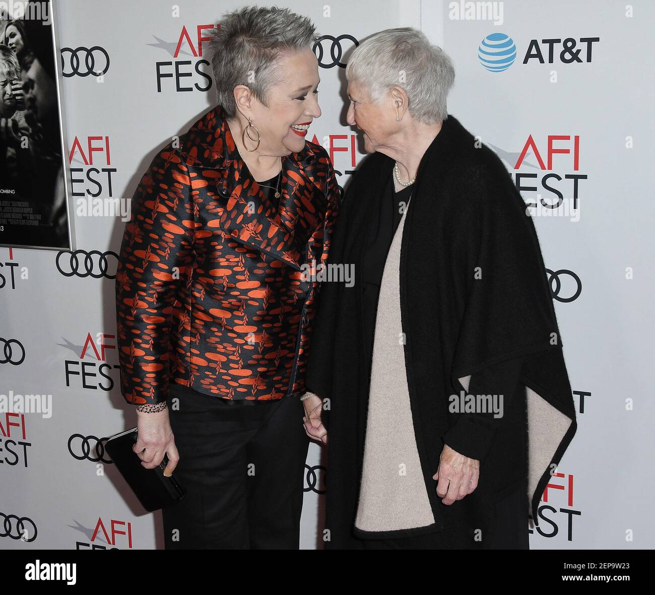 (L-R) Kathy Bates with the real person she portrays Bobi Jewell at the ...