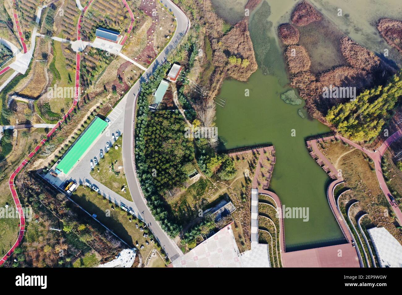 Henan,CHINA-Overlooking the Yellow River wetland nature reserve in ...